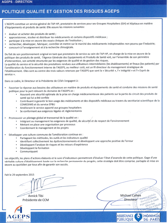 Politique Qualité et Gestion des Risques AGEPS - AGEPS ( Agence ...